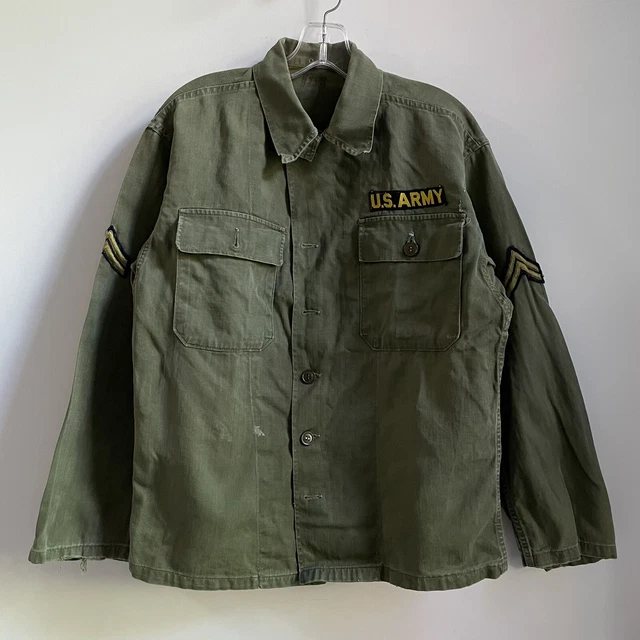 VINTAGE US ARMY Korean War Shirt Jacket HBT Herringbone Twill OG 107 ...