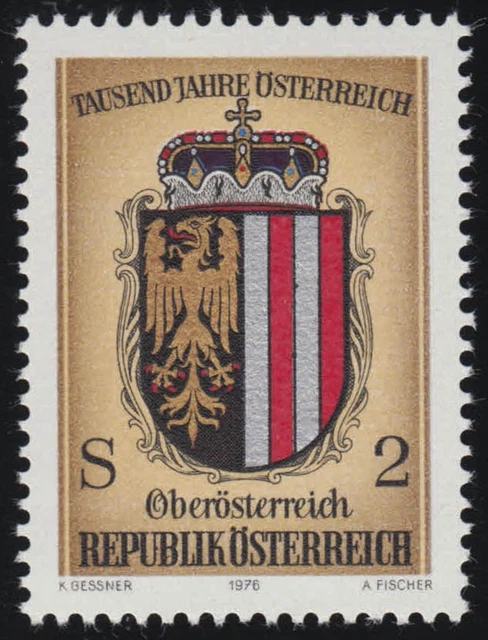 1523 AUS BLOCK 1000 Jahre Österreich, Wappen Oberösterreich, 2 S ** EUR ...