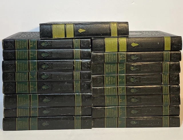 VINTAGE 1954 COMPLETE Set 17 Comptons Pictured Encyclopedia Black Green ...