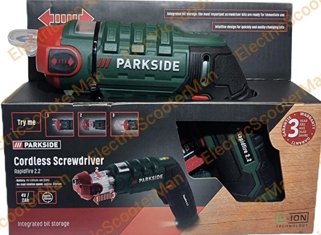 PARKSIDE 4V CORDLESS Rapidfire Screwdriver With Bits LED Work Light £28 ...