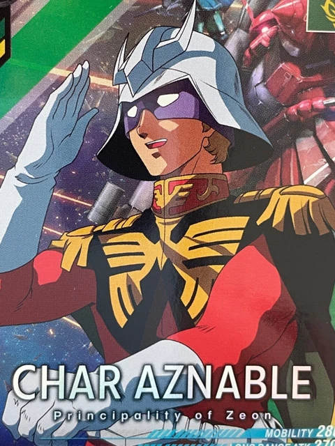 CARTE PLAQUETTE CHAR AZNABLE GUNDAM PILOT BANDAI Principauté de Zeon ...