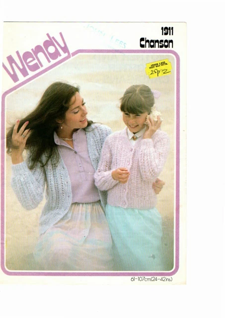 ^WENDY KNITTING Pattern, Mother & Daughter Cardies, 24-42, 1911 £1.75 ...