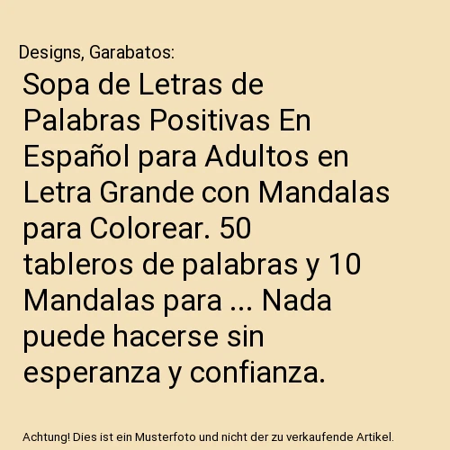 SOPA DE LETRAS de Palabras Positivas En Español para Adultos en Letra Grande co EUR 8,05 ...