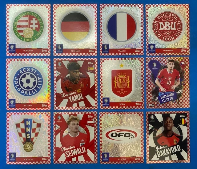 FIGURINE STICKERS TOPPS Euro 2024 Germany Variant Parallel Border 🟡🟠🟢🔴 ...