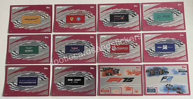 TOPPS 🇮🇳 F1 Turbo Attax 2025 PINK PARALLEL LOGOS MIRROR FOIL COMPLETE ...