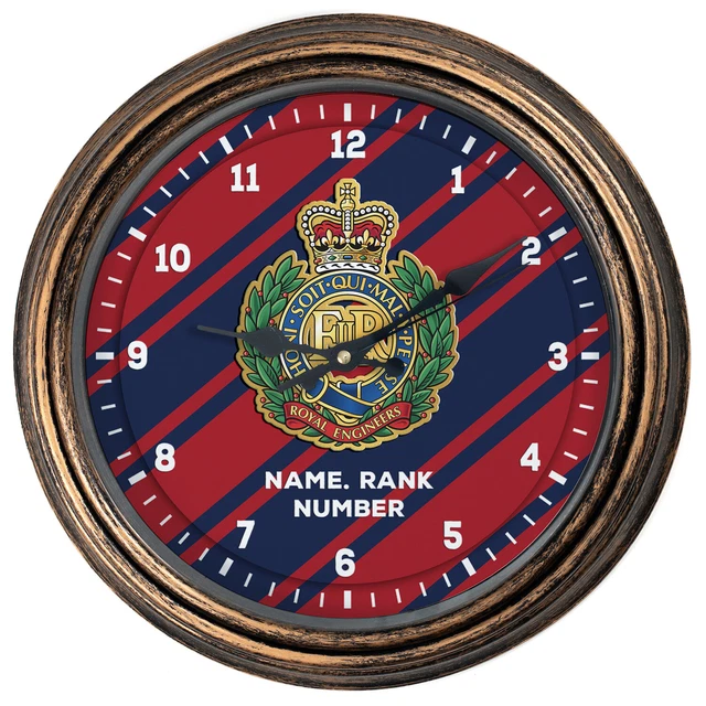 ROYAL ENGINEERS CLOCK Personalised Wall Veteran British Military Army ...