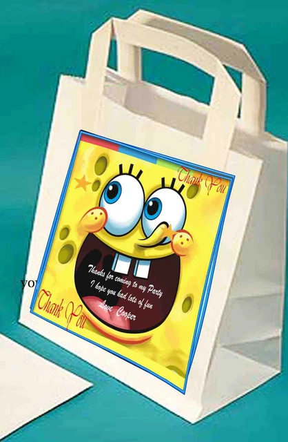 PERSONALISED HAPPY BIRTHDAY/ Thank You Party Loot Bags Sponge bob Boys ...