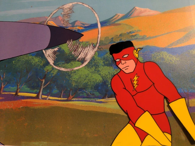 VINTAGE THE FLASH ANIMATION CEL cartoon background production art 1960 ...