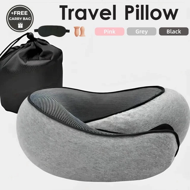 TRAVEL U SHAPED Pillow Memory Foam Neck Head Rest Soft Support Plane ...