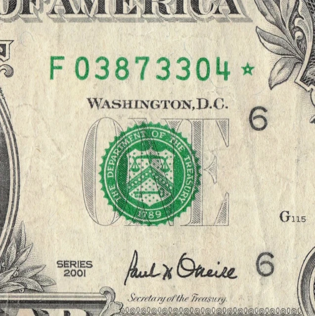F STAR NOTE One Dollar Bill F03873304* Atlanta Pack Note Print £3.73 ...