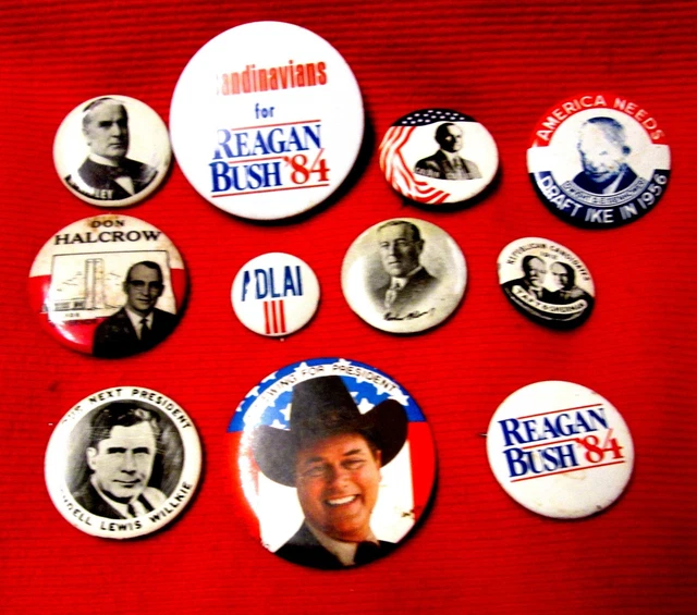 EISENHOWER TAFT COOLIDGE Reagan U.S. Election Campaign Buttons Lot of ...