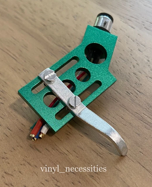 CNC MACHINED STRAIGHT Tonearm Angled Green Headshell OFC Lead Wire! $19 ...