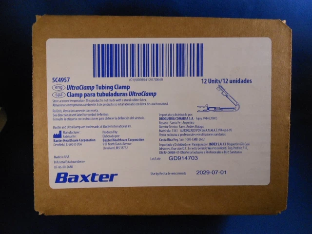 NEW FACTORY SEALED Box 12 Units Baxter 5C4957 UltraClamp Tubing Clamp ...
