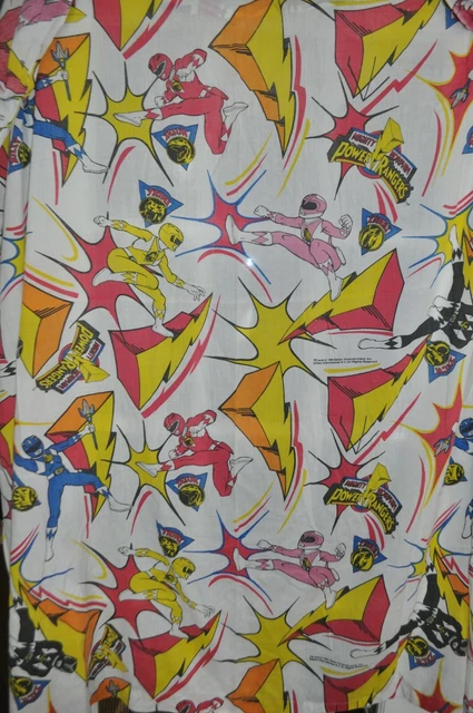 MIGHTY MORPHIN POWER RANGERS flat BED SHEET Saban 1994 Fabric $14.49 ...