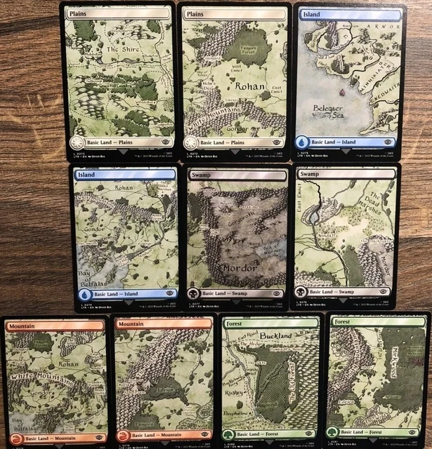 FULL ART MIDDLE EARTH MAP Lands Set 10 Lord of The Rings Magic The ...