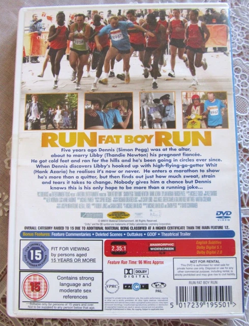 RUN, FAT BOY, Run DVD (2008) Simon Pegg, Schwimmer (DIR) cert 15 ...