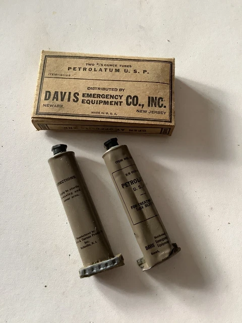TRES RARE US Ww2 Petrolatum Two 3/5 Ounce Tubes Davis Item 91165 ...