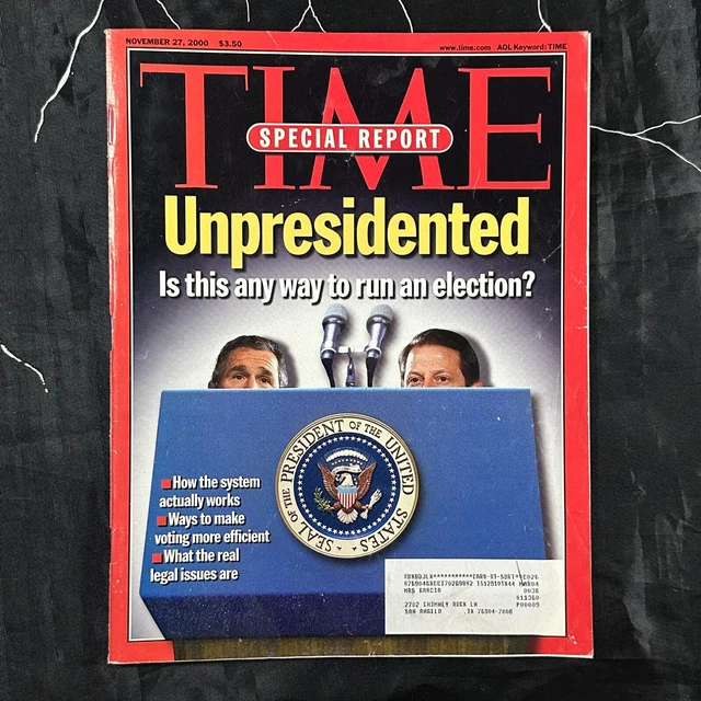 TIME MAGAZINE NOVEMBER 27 2000 George Bush v Gore Presidential Election ...