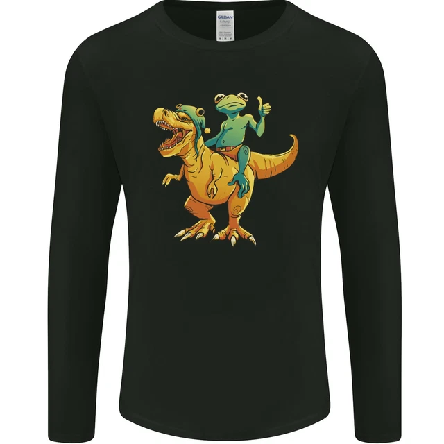 T-REX AND A Frog Dinosaur Mens Long Sleeve T-Shirt £15.25 - PicClick UK