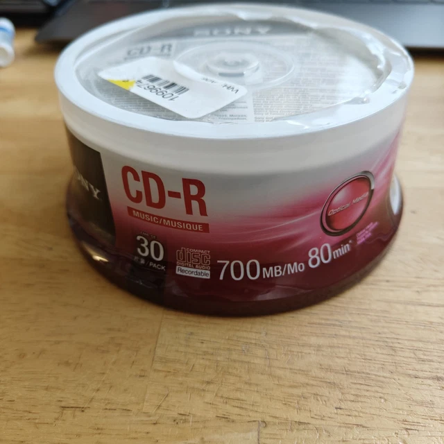 SONY BLANK MUSIC CD-R CDR Branded 80min Digital Audio 30 pack Media ...