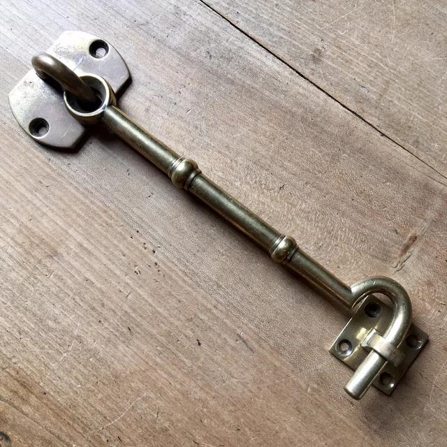 VINTAGE CABIN HOOK Latch Old Antique Brass Long Gate Victorian circa ...