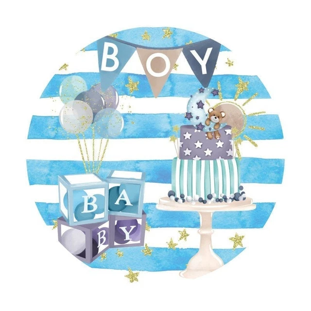 BLUE AND WHITE Stripes Round Baby Shower Backdrop $35.97 - PicClick AU