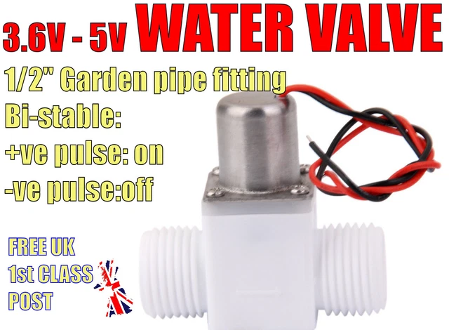 ELECTRIC WATER VALVE 1/2" BSP Solenoid Hydroponics 3.3V 5V DC Arduino ...