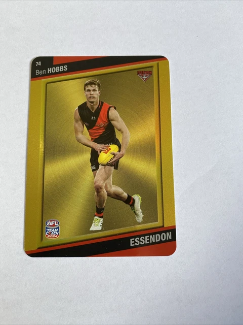 2024 AFL TEAMCOACH GOLD CARD - BEN HOBBS ESSENDON #74 (unused code) $0. ...