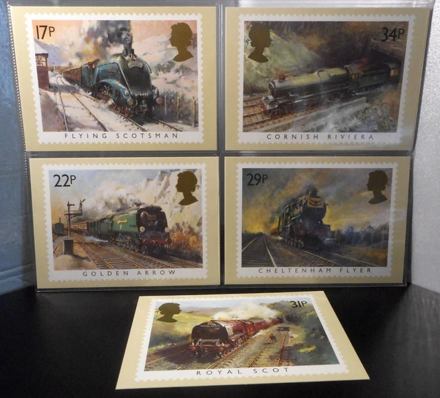 SET OF 5 Post Office Stamp Postcards Series PHQ 81 Famous Trains 1985 £ ...