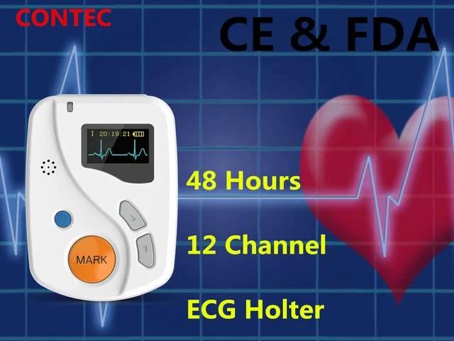 DYNAMIC 12 CHANNEL 48 hours ECG/EKG Holter Recorder Systems Monitor PC ...