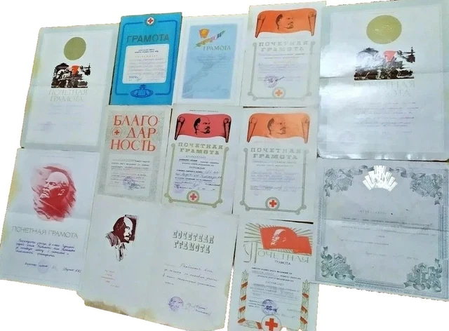 VINTAGE HONORARY DIPLOMAS Ussr Collection 12 Diplomas £43.04 - PicClick UK