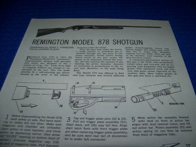 REMINGTON MODEL 878 (12 Ga.) Series Shotgun..takedown/Exploded View ...