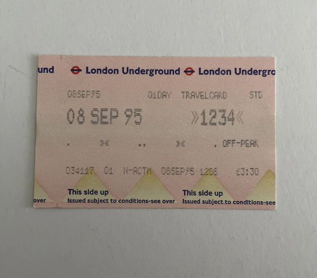 VINTAGE LONDON UNDERGROUND Tube Train Rail 1 Day Travelcard Ticket 8 ...