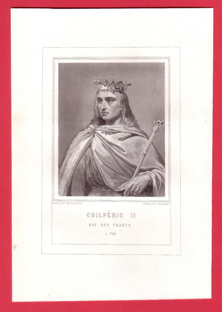 CHILPÉRIC II Roi des Francs gravure ancienne XIXe siècle/B2 EUR 3,50 ...