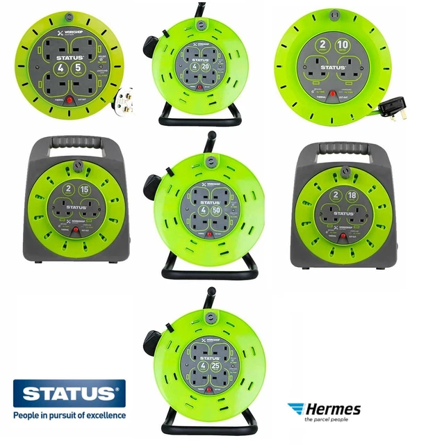 EXTENSION LEAD REEL Socket 2/4 Gang Way Multi Plug 5M/10M/15M/20M/25M ...