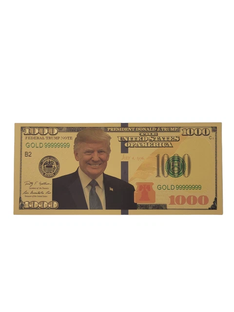 PRESIDENT DONALD TRUMP Gold Foil Banknote $1000 Dollar Bill 45th USA ...