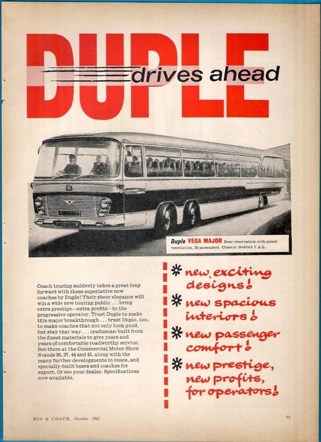 OLD BUS & Coach Magazine Advert 1962 - Duple Vega Major - Bedford VAL £ ...