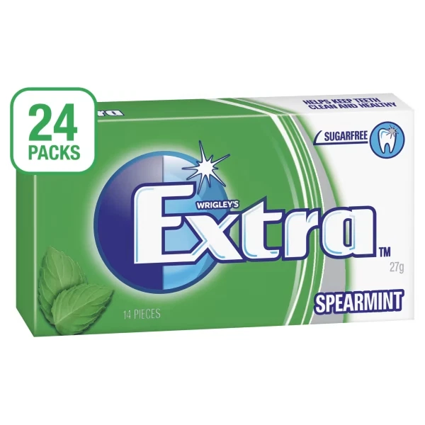 24 X 27G pack Wrigleys Extra Spearmint Sugarfree Chewing Gum Fresh Mint ...