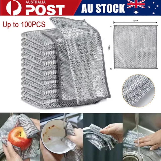 MULTIPURPOSE WIRE MIRACLE Cleaning Cloths Mesh Microfiber for Kitchen ...