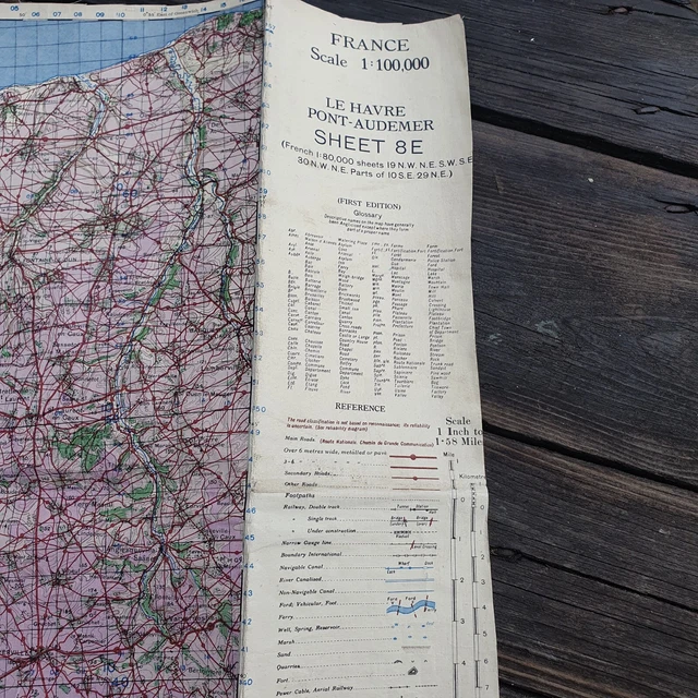 RAF WW2 MAP Le Harve 106 Squadron Ww2 Bomber Command Linen Backed ...