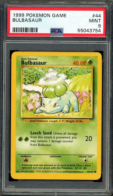 BULBASAUR 44/102 BASE Set Common PSA 9 Pokemon Card 1999 £33.95 ...