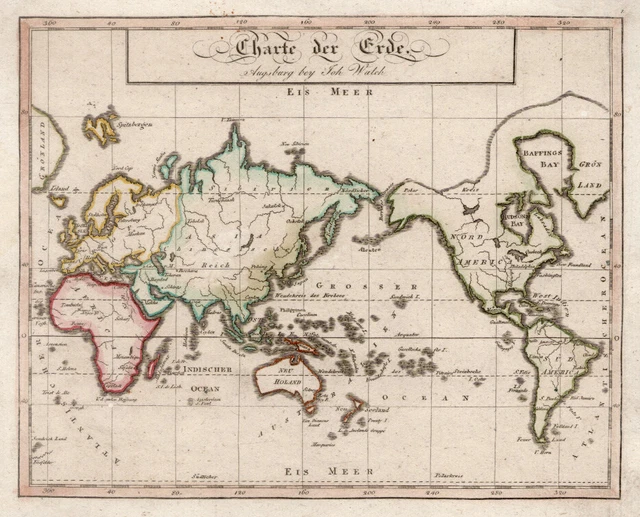 WORLD MAP ORIGINAL Copperplate Map Walch 1824 £126.86 - PicClick UK