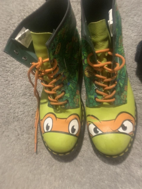DR MARTENS TMNT Boots UK 11 Men’s Mikey Orange Teenage Mutant Ninja ...