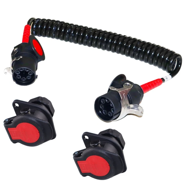 7 POLIG 24V Ebs Spiral Wendelkabel mit Steckern +2x 7 Polige 24V Ebs Steckdose EUR 99,95 ...
