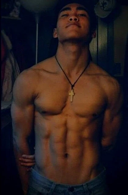 Shirtless Male Beefcake Muscular Hunk Asian Muscle Jock Chest Abs Photo