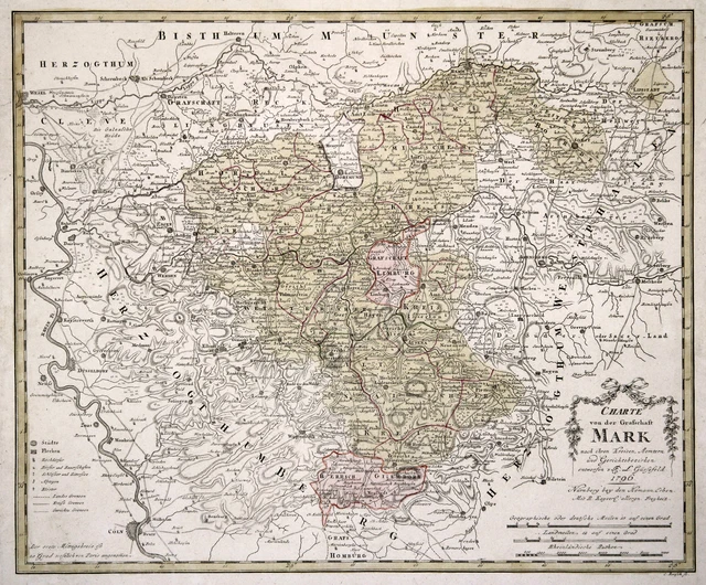 MARK GRAFSCHAFT ORIGINAL Kupferstich Landkarte Homann Erben 1796 EUR ...