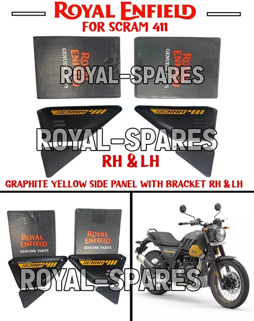 ROYAL ENFIELD &GRAPHITE YELLOW SIDE PANEL WITH BRACKET RH & LH" For ...