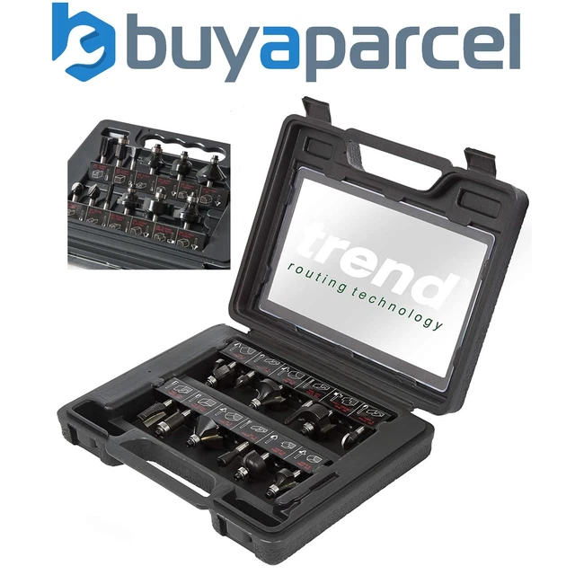 TREND SET/SS8X8MMTC 8MM Shank Router Bits TCT 12 Piece Cutter Set Cased ...