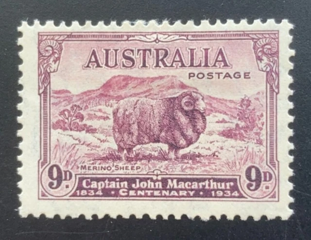 AUSTRALIA 1934 JOHN Macarthur Centenary 9d Purple - Mint Hinged £11.74 ...