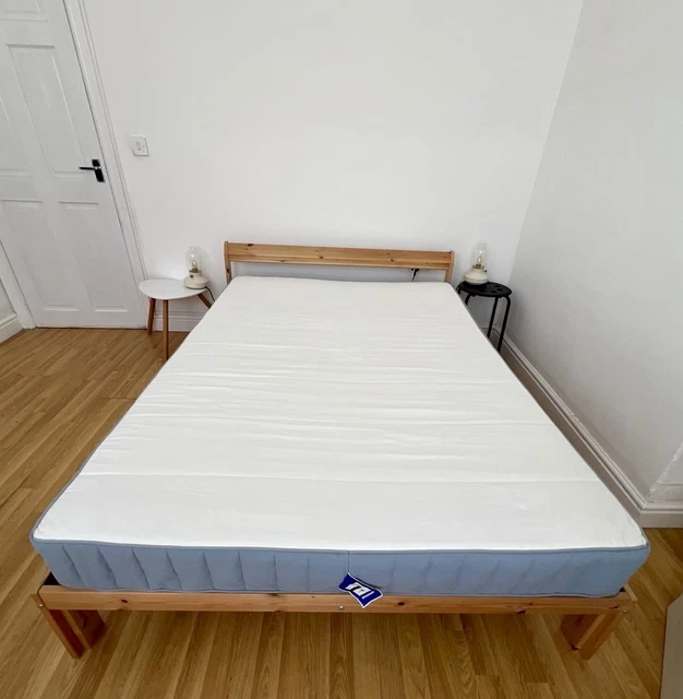 IKEA NEIDEN BED Frame Pine/Luröy Standard Double with Mattress IKEA ...